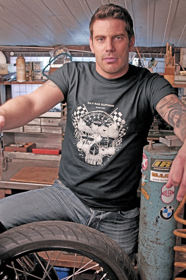 Ton Up Skull Speedo T-Shirt - Black - Black Label Collection – Oily Rag Co